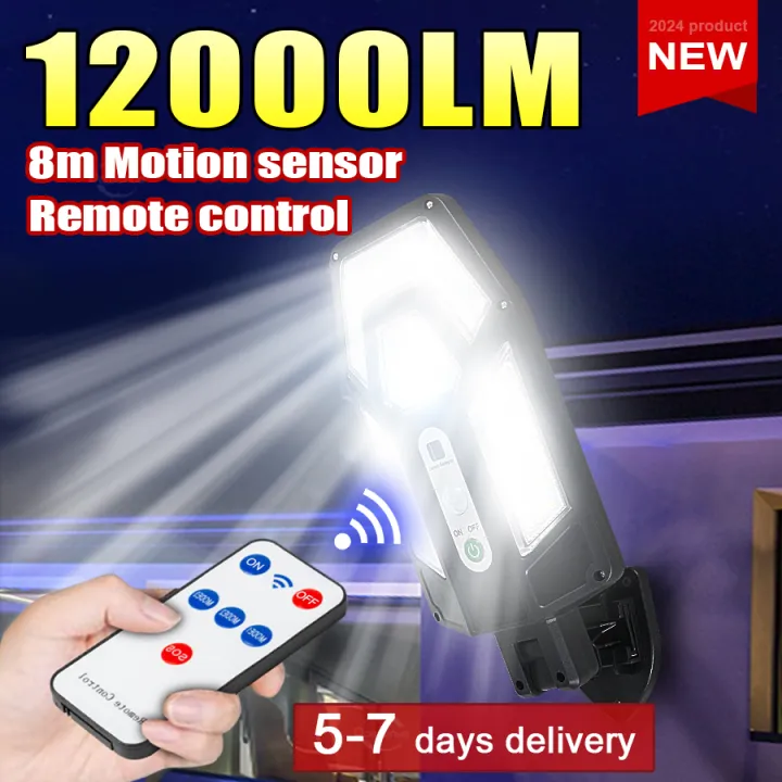 12000LM Solar Lamp Outdoor Sunlight Motion Sensor 8m Remote Control ...
