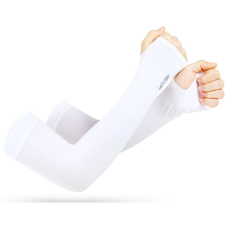 UV Solar Arm Sleeves Woman Men Cycling Fingerless Gloves Cool Muff ...