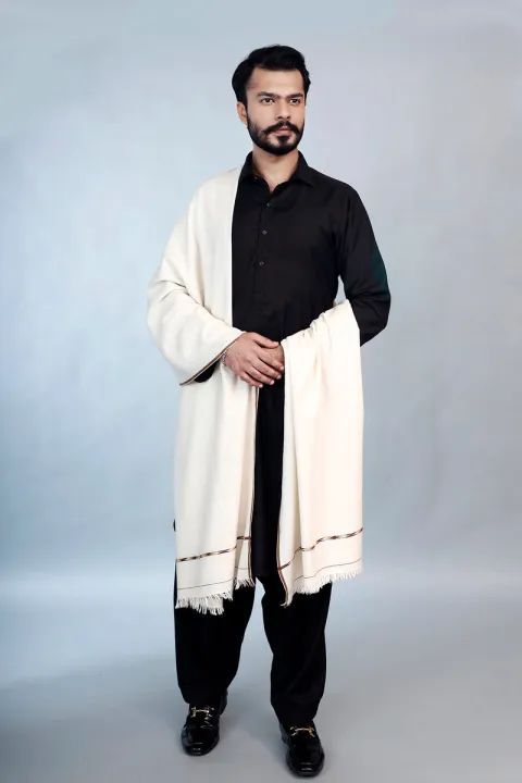 White Shawl For Men - Baghdadi Iraqi Style 4 Border Chadder / Shawl ...