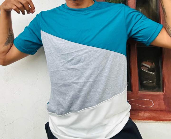 Yolly Men Colour Block Rich cotton T shirt | Daraz.lk