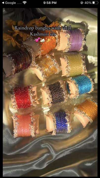 Kashmiri Raindrop Bangles Set – 4 Kangan & 12 Bangles Churi Set for ...
