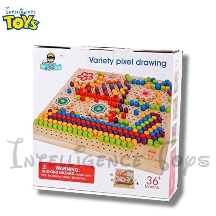 Wooden Pixel Button Art Toy Set, Multicolour | Daraz.pk