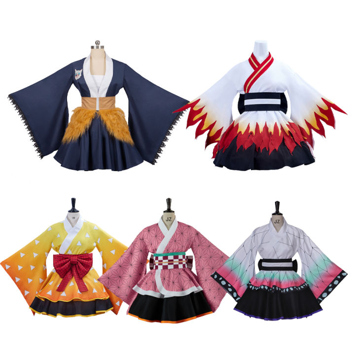 Anime Kimono Maid Dresses Kamado Nezuko Cosplay Costume Hashibira ...