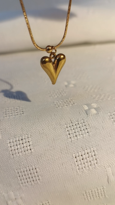 Gen Z Style Heart Pendant – Gold Stainless Steel Beaded Chain Necklace ...
