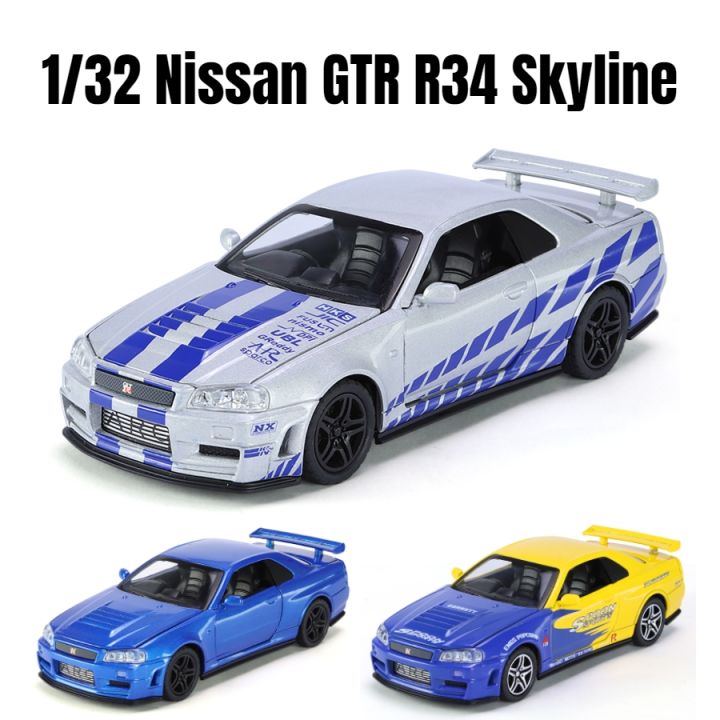 1:32 Nissan Skyline GTR R34 JDM Racing Car Toy Model Diecast Metal GT-R ...