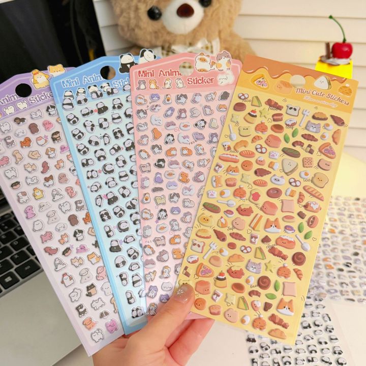 Mini Cartoon Stickers Cute 3D Animal Cat Dog Bear Sticker For Phone ...