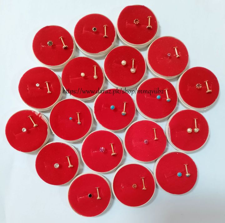 One Stone Nose Pin Multi Colour Stone Firoza pearl garnet Black White ...