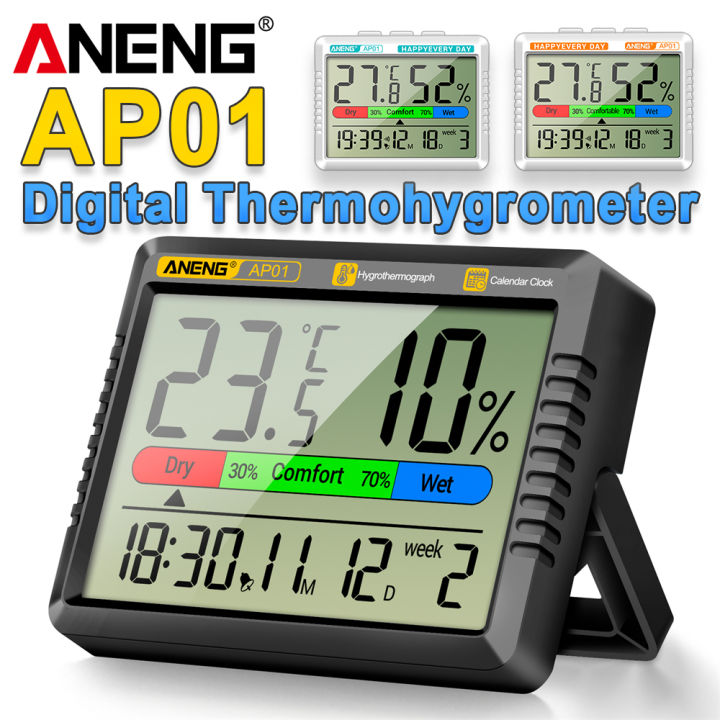 ANENG AP01 LCD Digital Thermometer Hygrometer Indoor Room Temperature ...
