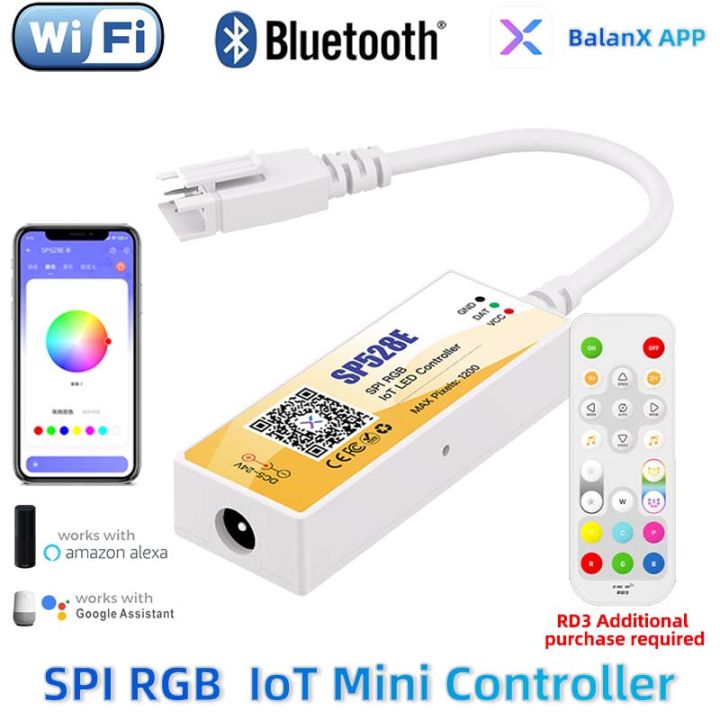 WiFi+BLE SPI RGB IoT LED Controller DC5-24V Max 1200 Pixel WS2811 2812b ...