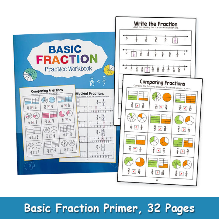 Basic Fraction Learn and Practice Workbook Fractions Fact Teacher ...
