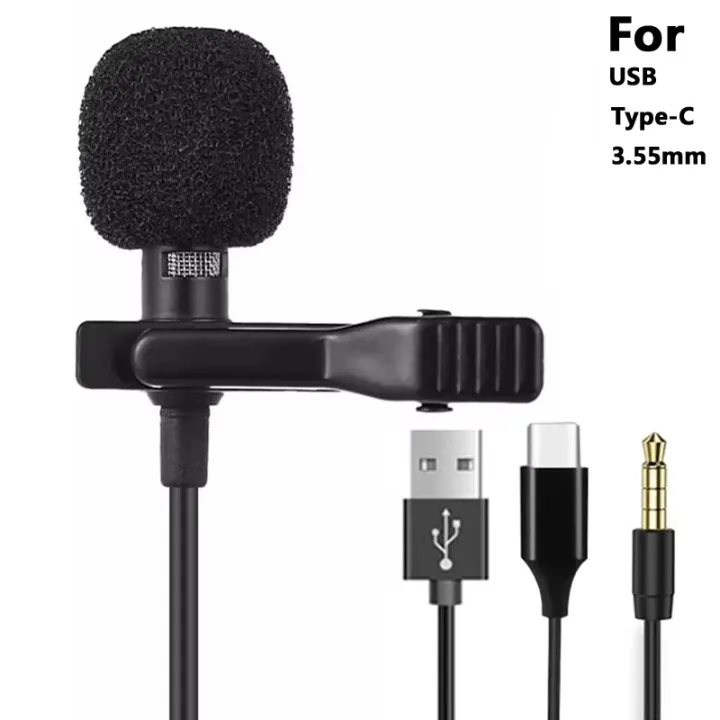 Portable Mini Lavalier Microphone Condenser Clip-on Lapel With Mic ...