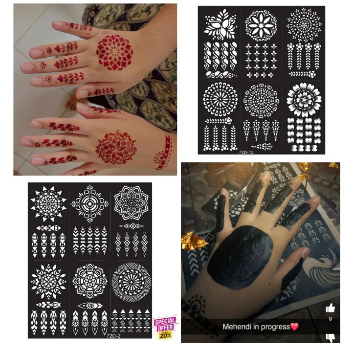 Mehndi Steaker Six Design Sheet, Henna Sticker, Mehndi Art Six Design ...