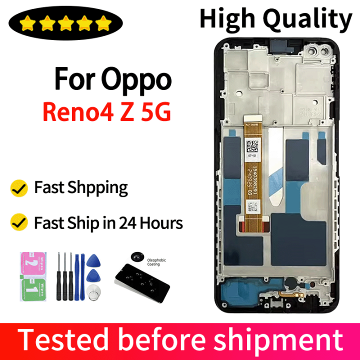 Reno 4Z 5G Display For Oppo Reno4 Z 5G LCD Display Screen Frame+Touch Panel Digitizer For Oppo ...