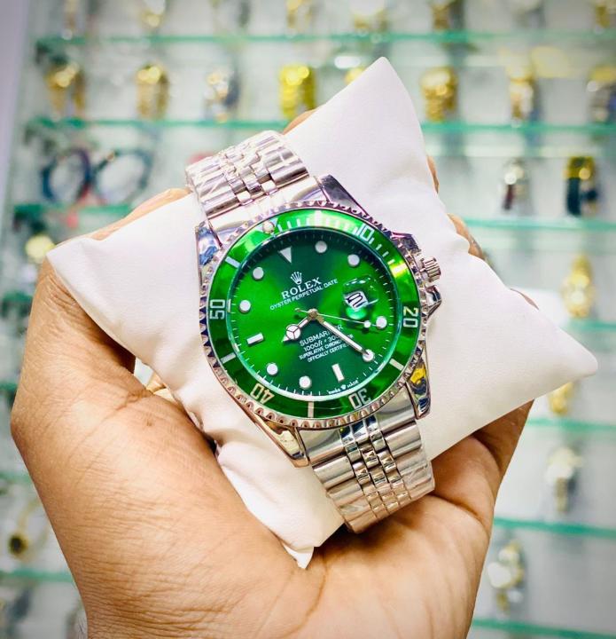 ROLEX SUBMARINER STEEL GENTS WATCHES SILVER STEEL WITH GREEN DIAL ...