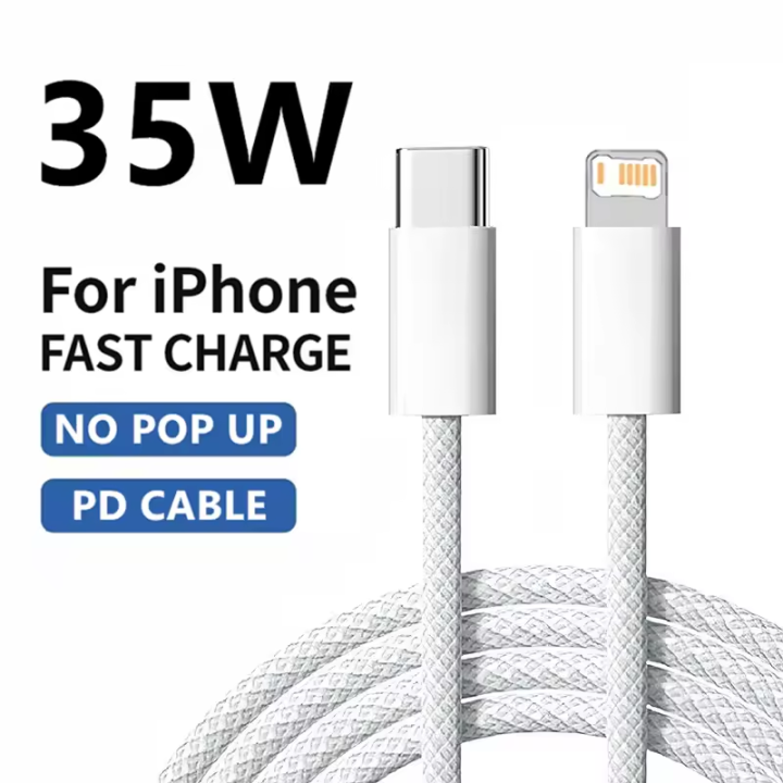 1m 2mPD Braided 35W Fast Charge Cable For iPhone 13 14 Pro Max 11 12 ...