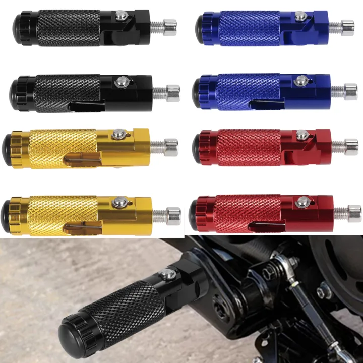 2 Pcs M8 Universal Motorcycle Motor Bike Folding Footrests Footpegs ...