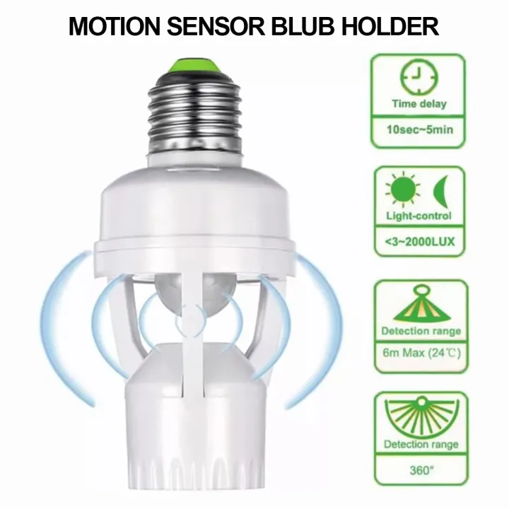 Motion Sensor Light Bulb Holder – Automatic Smart Socket Adapter for ...