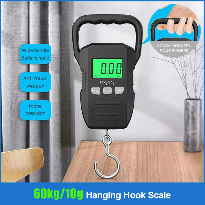 Portable Handhold Digital Luggage Scale 60Kg 10g Fish Hook Hanging ...