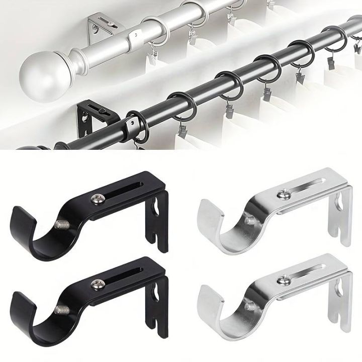 2Pcs Extendable Adjustable Curtain Rod Support with Screws Durable ...