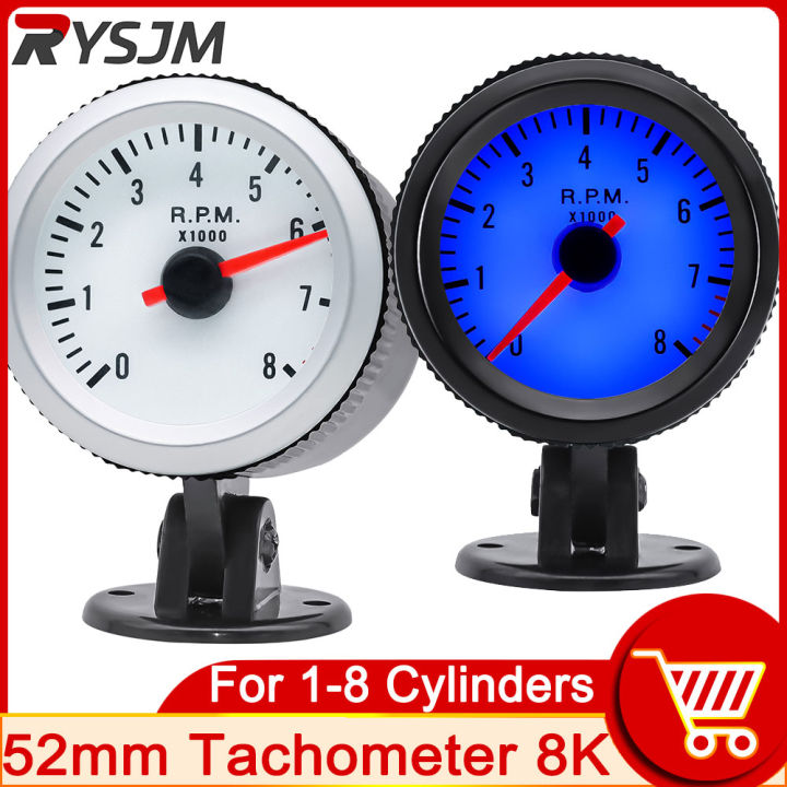 AD 52mm Tachometer tacometro 12V Car LED Tacho Gauge Tachometer 0-8000 ...
