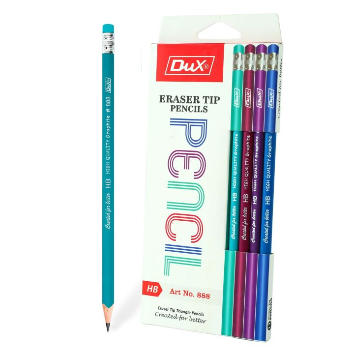 DUX ERASER TIPS PENCIL PACK OF 12 PENCILS | Daraz.pk