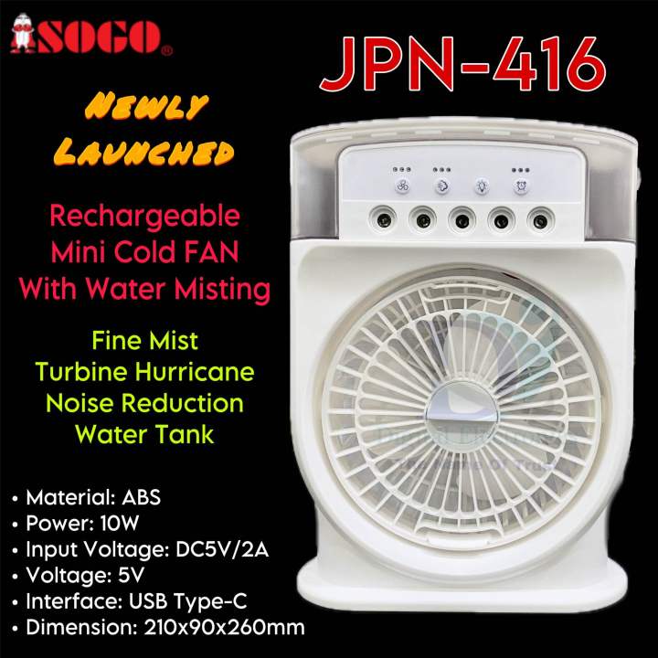 Sogo Rechargeable Mini Cooling Mist Fan - Cooling With Misting (JPN-416 ...
