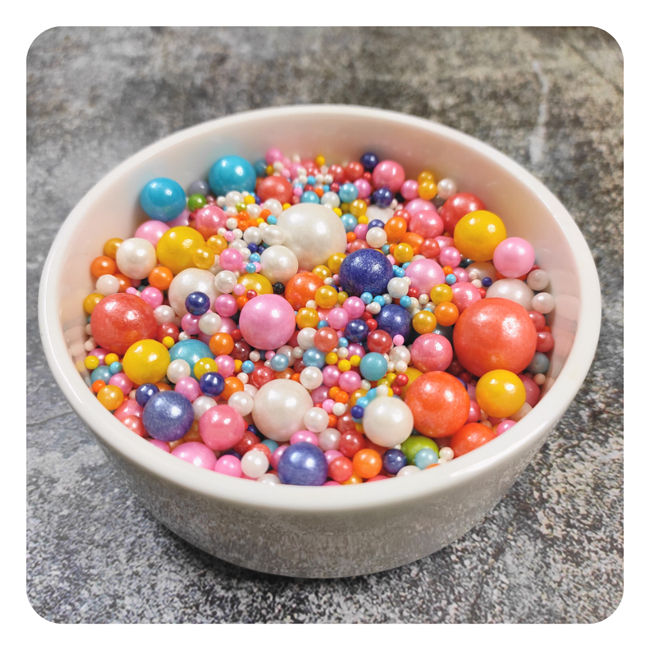 Mix Size Multi Color Sugar Pearl for cake decoration -50gm | Daraz.com.bd
