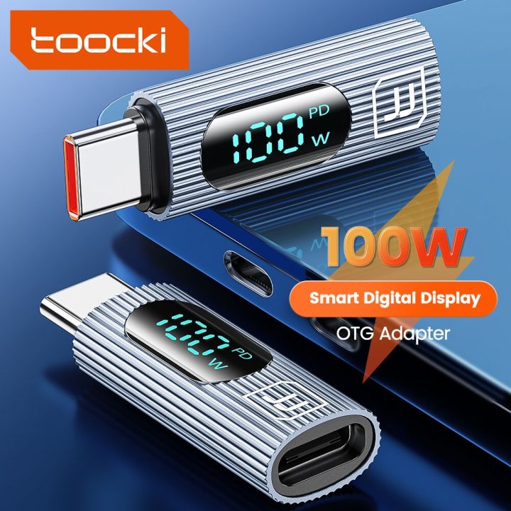 Toocki OTG Adapter 100W Digital Display USB Type C Male to Type C ...
