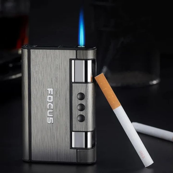 Gas Lighter Inside Cigar Box Case Cigar Holder Automatic Storage Box ...