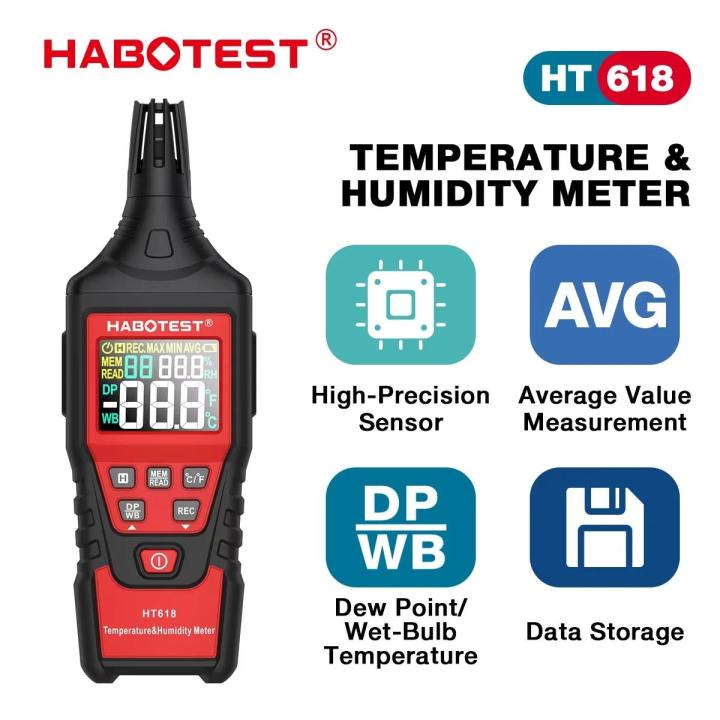 HABOTEST HT618 Digital Psychrometer Thermometer Hygrometer with ...