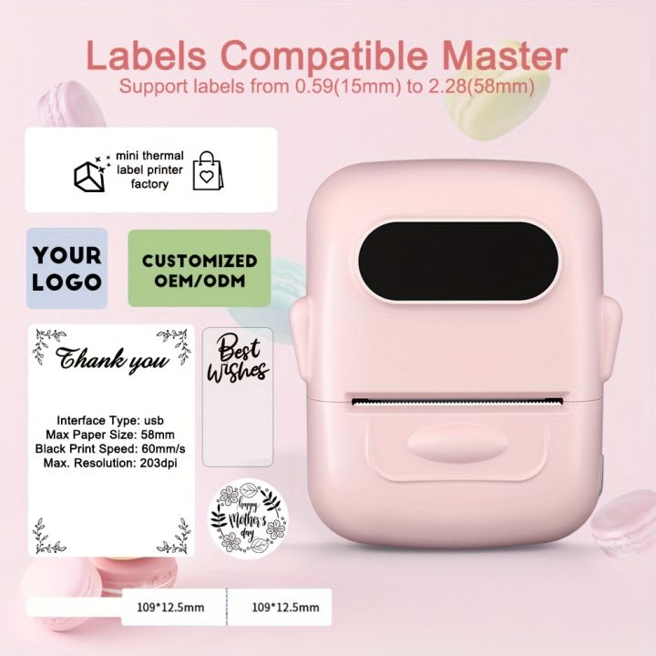 P50 Mini Portable Wireless Label Printer - No Ink Required, Thermal ...