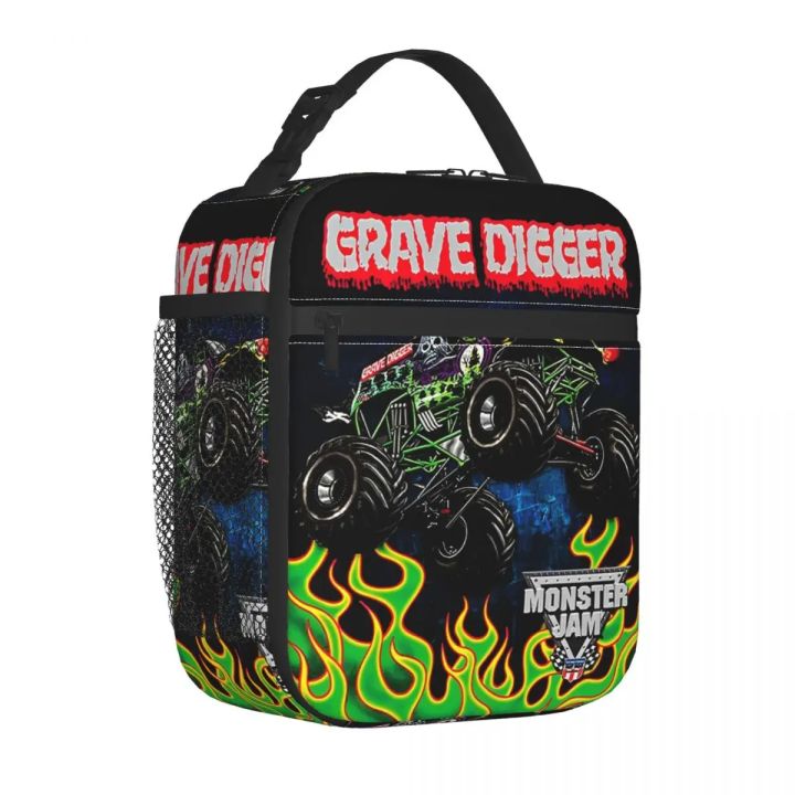Grave Digger Jump Monster Jam Trucks Insulated Lunch Bags Portable Meal ...