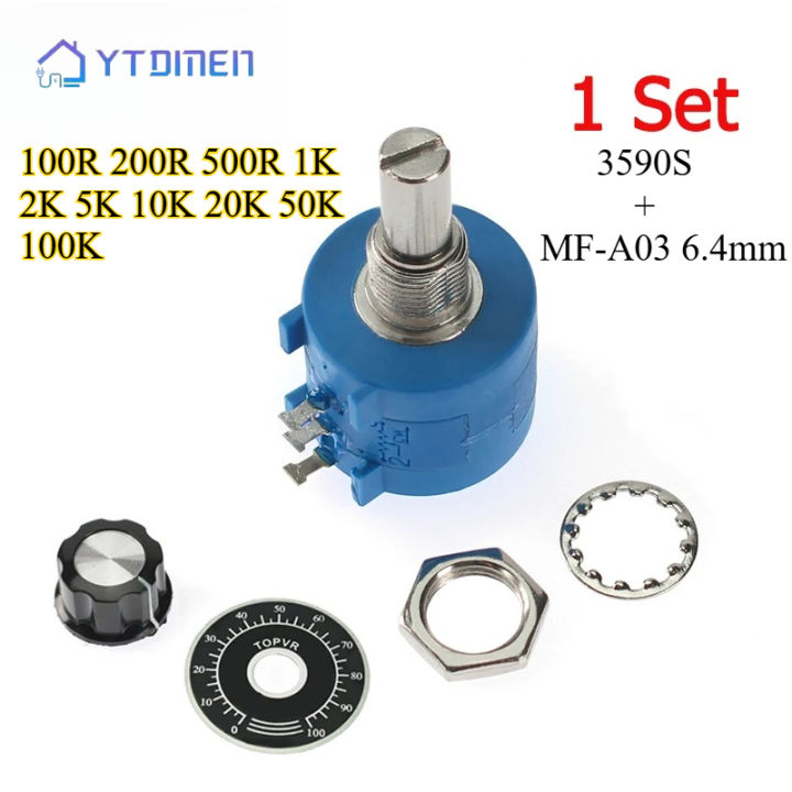 1set Multi-turn Potentiometer 3590S with MF-A03 and Knob Potentiometer ...