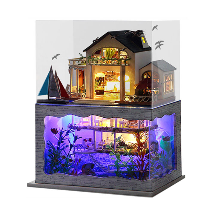 Wooden Building Model Doll House 3D Puzzle Mini DIY Kit Production And ...