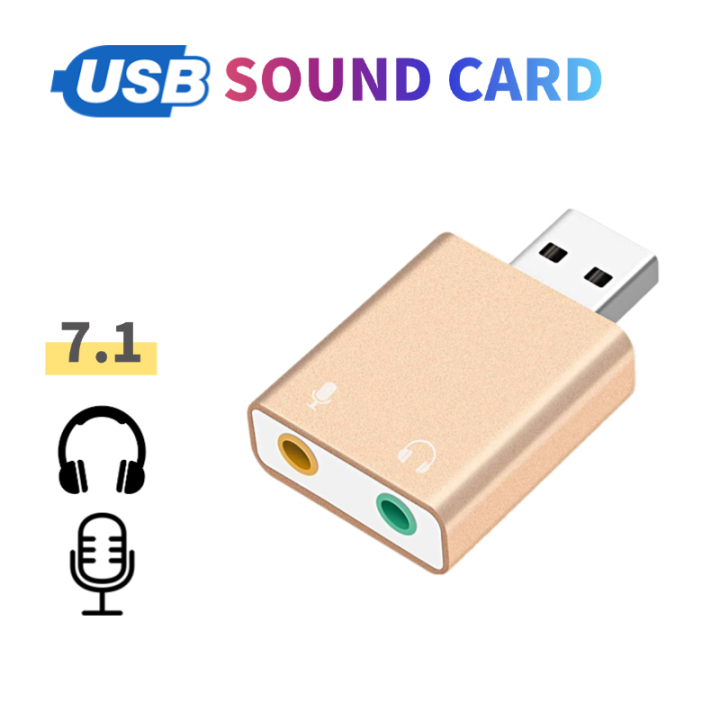USB Sound Card Virtual 7.1 Adapter Microphone Earphone External Audio ...