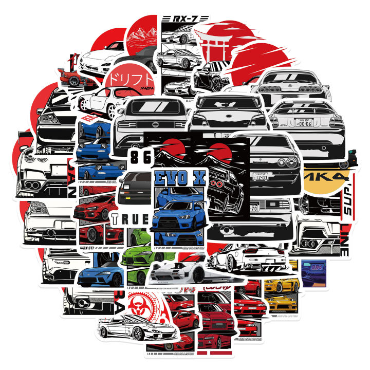 50PCS JDM Sport Car Racing Stickers for Water Bottles Laptop Phone ...