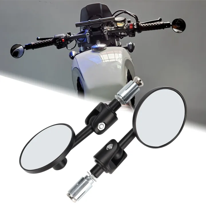 2pcs/Pair Motorcycle Rear View Mirrors Round 7/8" Handle Bar End ...