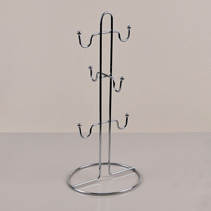 Silver Metal Cup Holder Organizer for Kitchen 6 Cup Capacity Durable ...