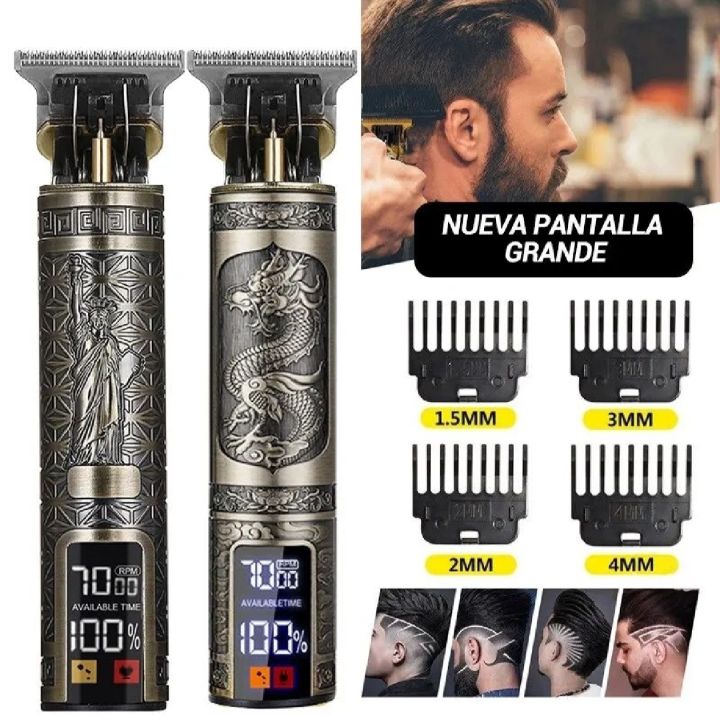 New T12 Professional Hair Clipper Man Cordless Vintage engrave Hair ...