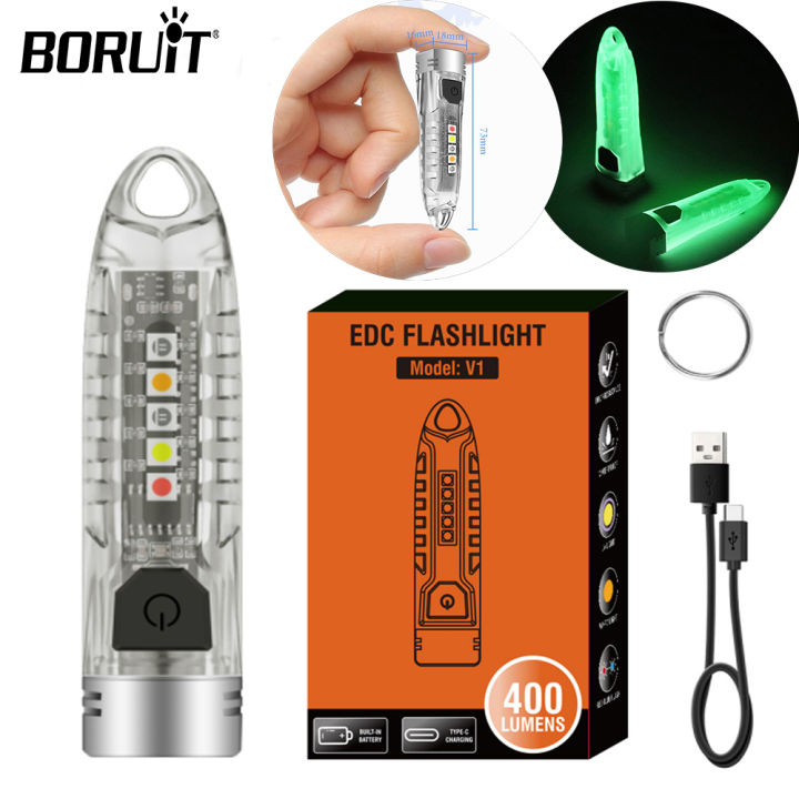 BORUiT V1 Small EDC Flashlight Keychain Portable Mini Work LED Torch ...
