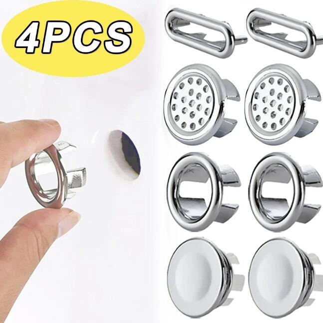 4Pcs Plastic Sink Hole Overflow Cover for Kitchen Bathroom Basin Trim ...