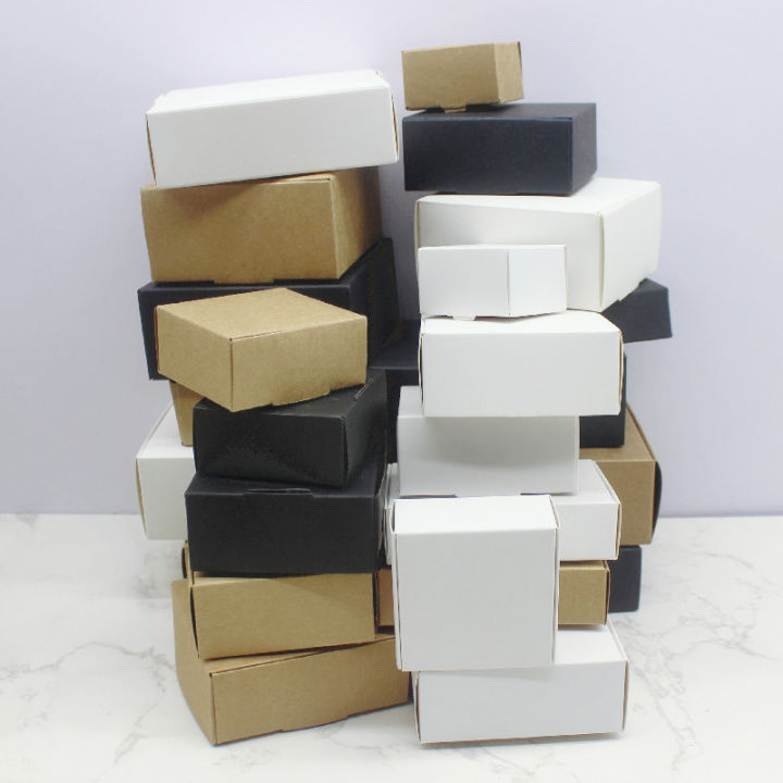 Multi Size 10Pcs Square White/Kraft /Black Packaging Box Wedding Party ...