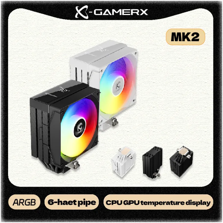 Power Train X-GAMERX MK2 CPU Cooler 6 Heat Pipe ARGB Cooling Computer ...