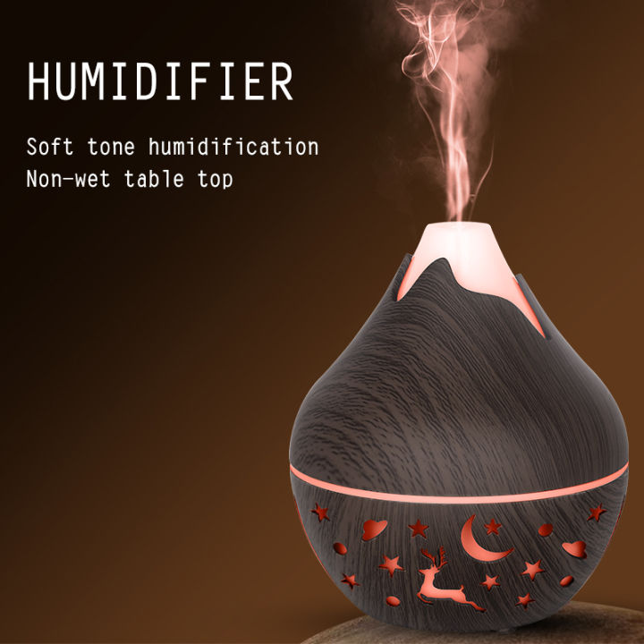 200ML USB Air Humidifier Electric Aroma Diffuser Mist Wood Grain Oil ...