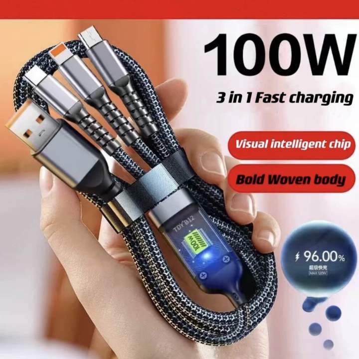 100W / 120W Digital LED Light Indication 3 in 1 Fast Charging Type C ...