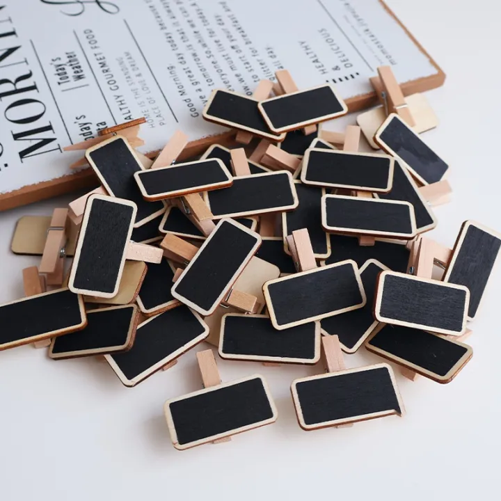 Bview Art 10pcs Mini Wooden Chalkboard Clip - Price Tag Display Holder ...