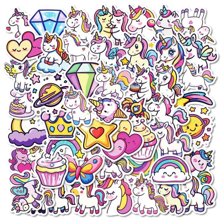 50pcs Cute Unicorn Animals Cartoon Graffiti Stickers Phone Guitar ...