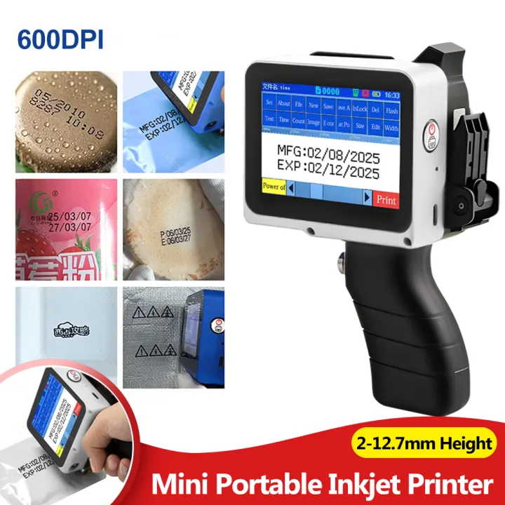 Mini Handheld Inkjet Printer 2-12.7mm Height Print Text, Date/Time ...