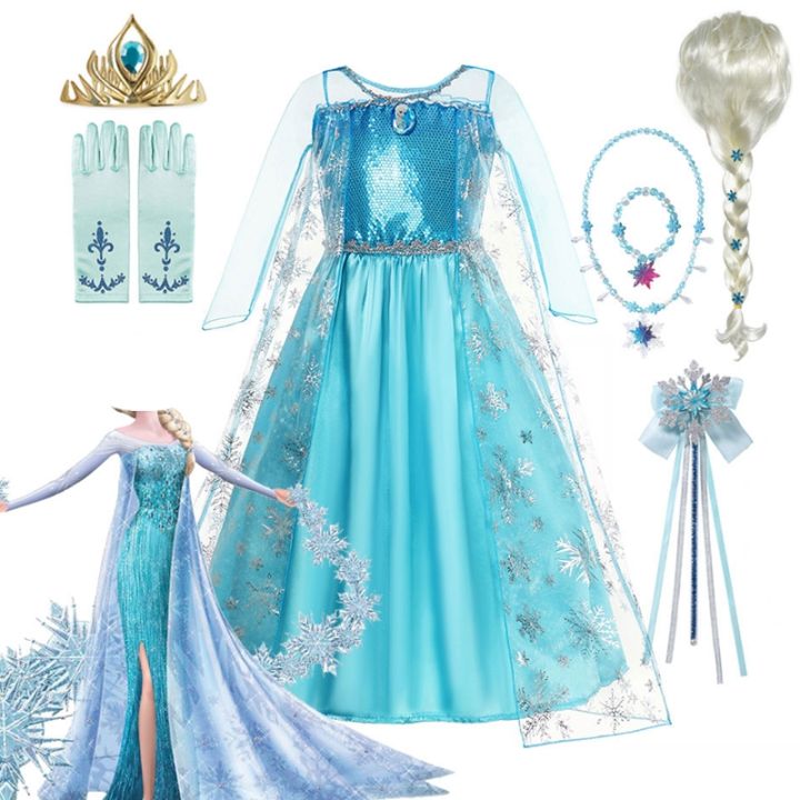 Girls Snow Queen Elsa Kids Costumes For Girl 2023 Carnival Party Prom ...