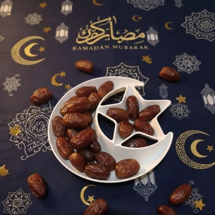 Pack of 3 Ramadan Mubarak Moon and Star Dates serving Tray | Daraz.pk